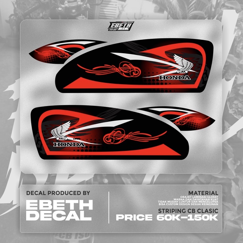 Jual EBETHDECAL Striping Sticker Lis CB Gelatik merah silver combinasi ...