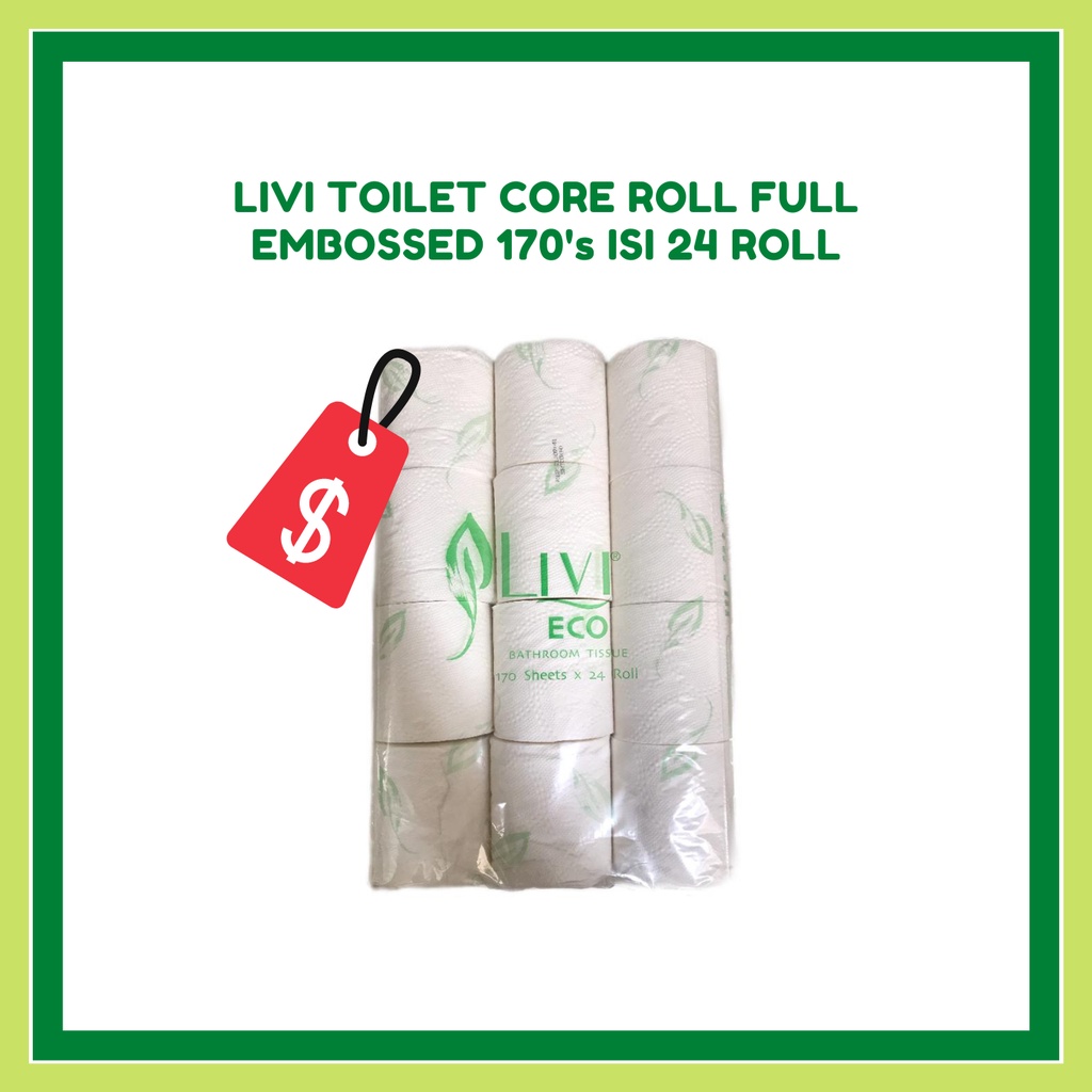 Jual Tissue LIVI Toilet Core Full Embossed 170's [1 BUNDLE = 24 PCS ...