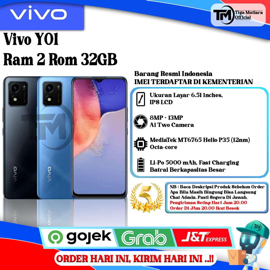 Jual Vivo Y01 Ram 2 Rom 32GB Segel Original & Bergaransi Resmi | Shopee Indonesia