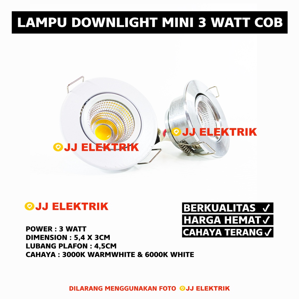 Jual Lampu Sorot Spot Light 3W Downlight LED COB Mini 3 Watt Cahaya ...