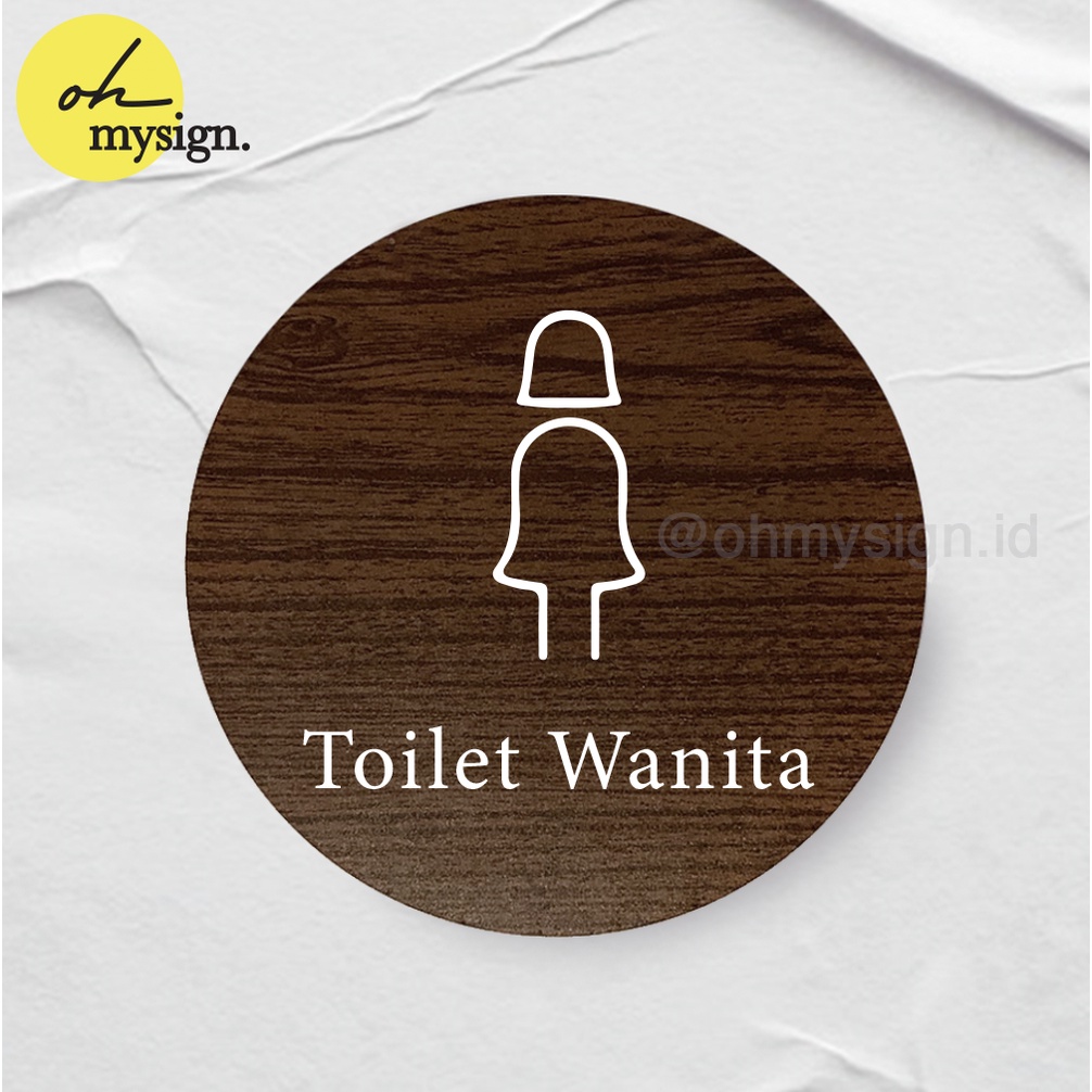 Jual Toilet Wanita WC Wanita Sign Board Kayu Bulat Print Signage Label ...