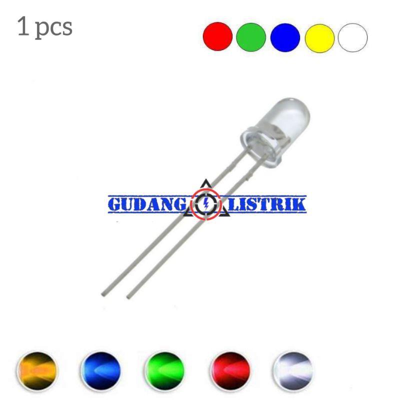 Jual Led 5mm Transparan Putih Bening Nyala Warna 3.7V | Shopee Indonesia