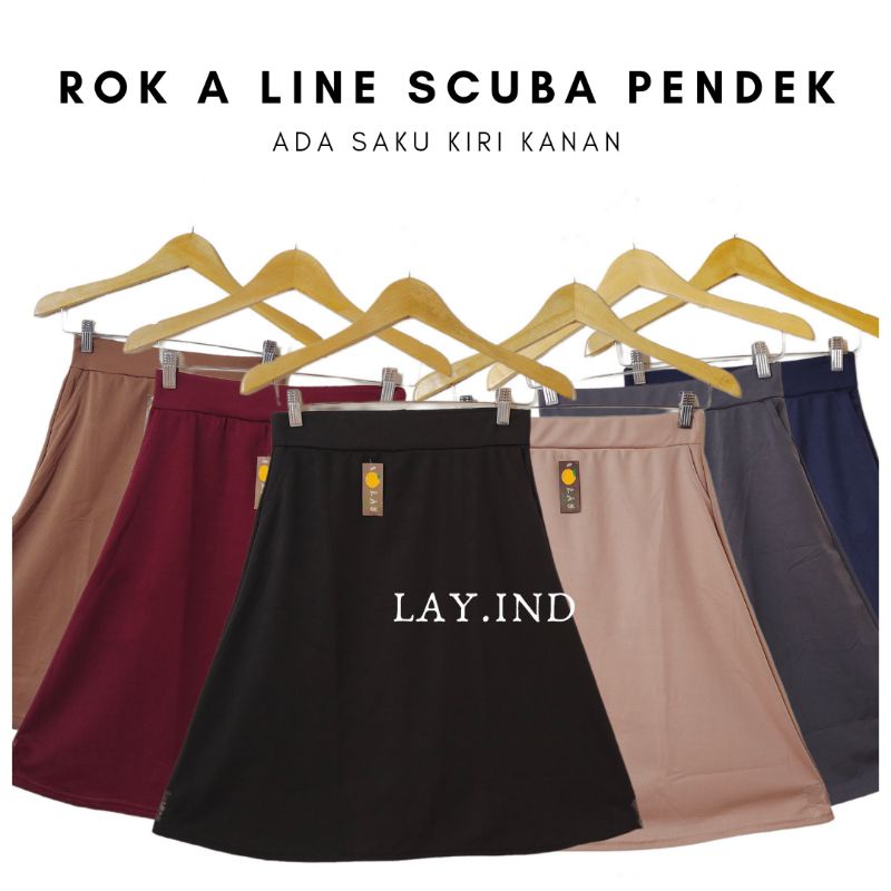 Jual Rok A Line Pendek // Rok Scuba Pendek // Rok Kerja A Line Pendek ...