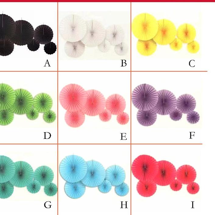 Jual Paper fan set / paperfan / paper flower set 6 in 1 ( POLOS / SATU ...