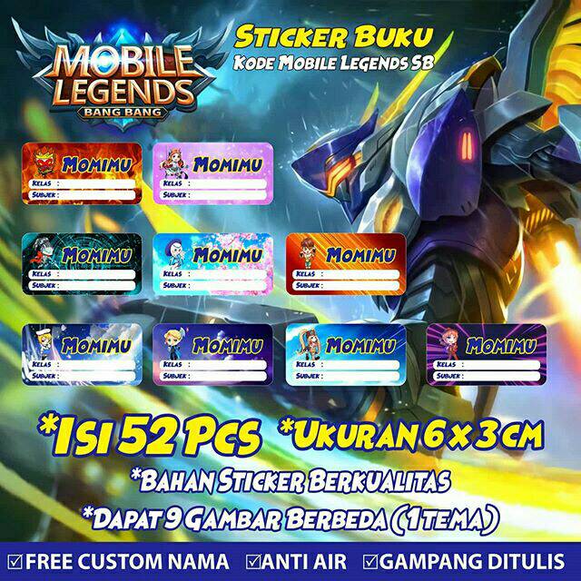Jual Stiker/Sticker/Label Buku Tulis/Buku Pelajaran Anak Custom Mobile ...