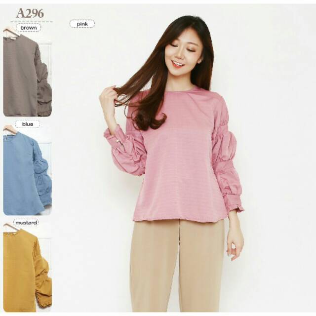 Jual Baju bouse polos dengan tangan balon | Shopee Indonesia