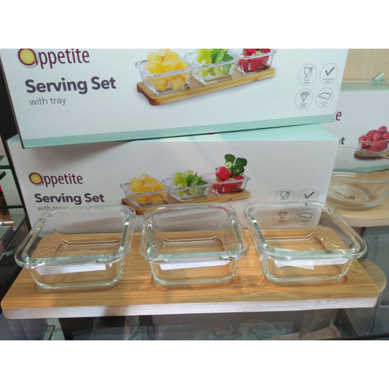 Jual Kento serving set informa/ wadah saji/ serving glass tray | Shopee ...