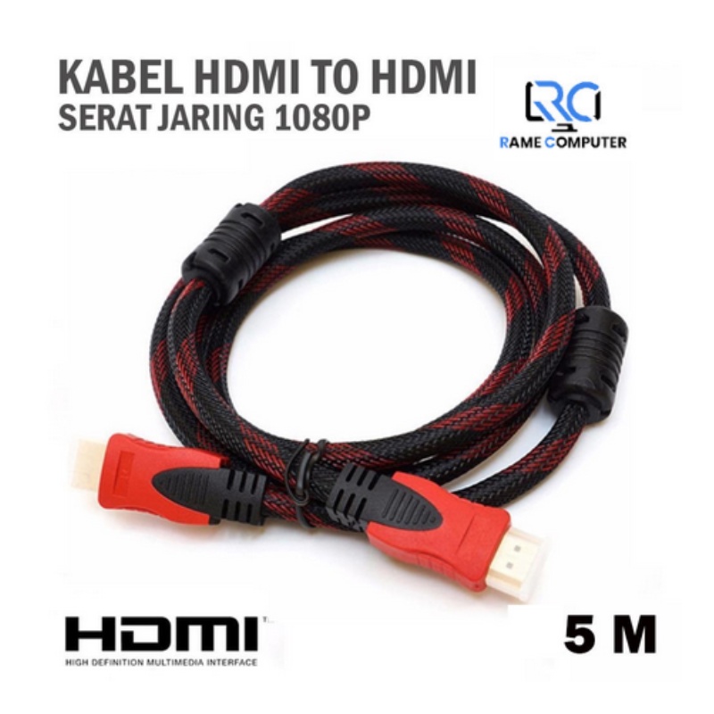 Jual Kabel HDMI 5M Jaring / HDMI 5M / HDMI 5 Meter / Cable HDMI Serat | Shopee Indonesia
