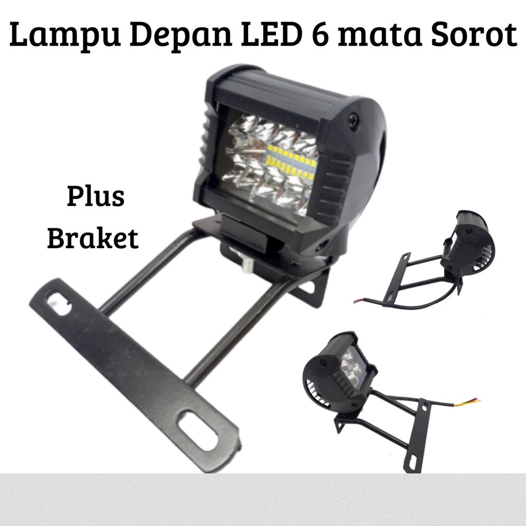 Jual Lampu Depan LED 6 15 mata Sorot Plus Braket Pangkon Dudukan Plat ...