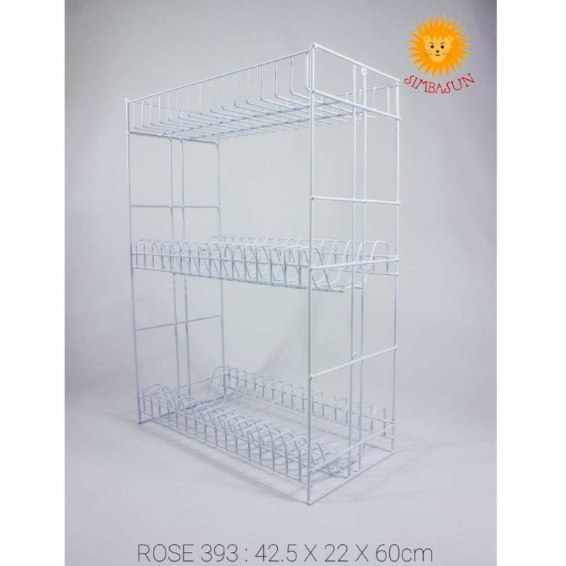 Jual RAK PIRING BESI SUSUN 3 ROSE 393/RAK PIRING BESI COATING PLASTIK ...