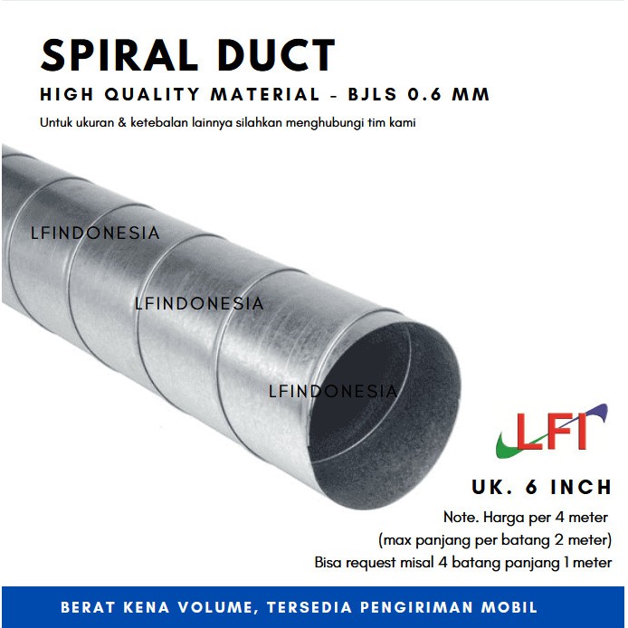 Jual Spiral Duct / Round Ducting BJLS 6" (15 cm) - per 4m, 0.6 mm | Shopee Indonesia