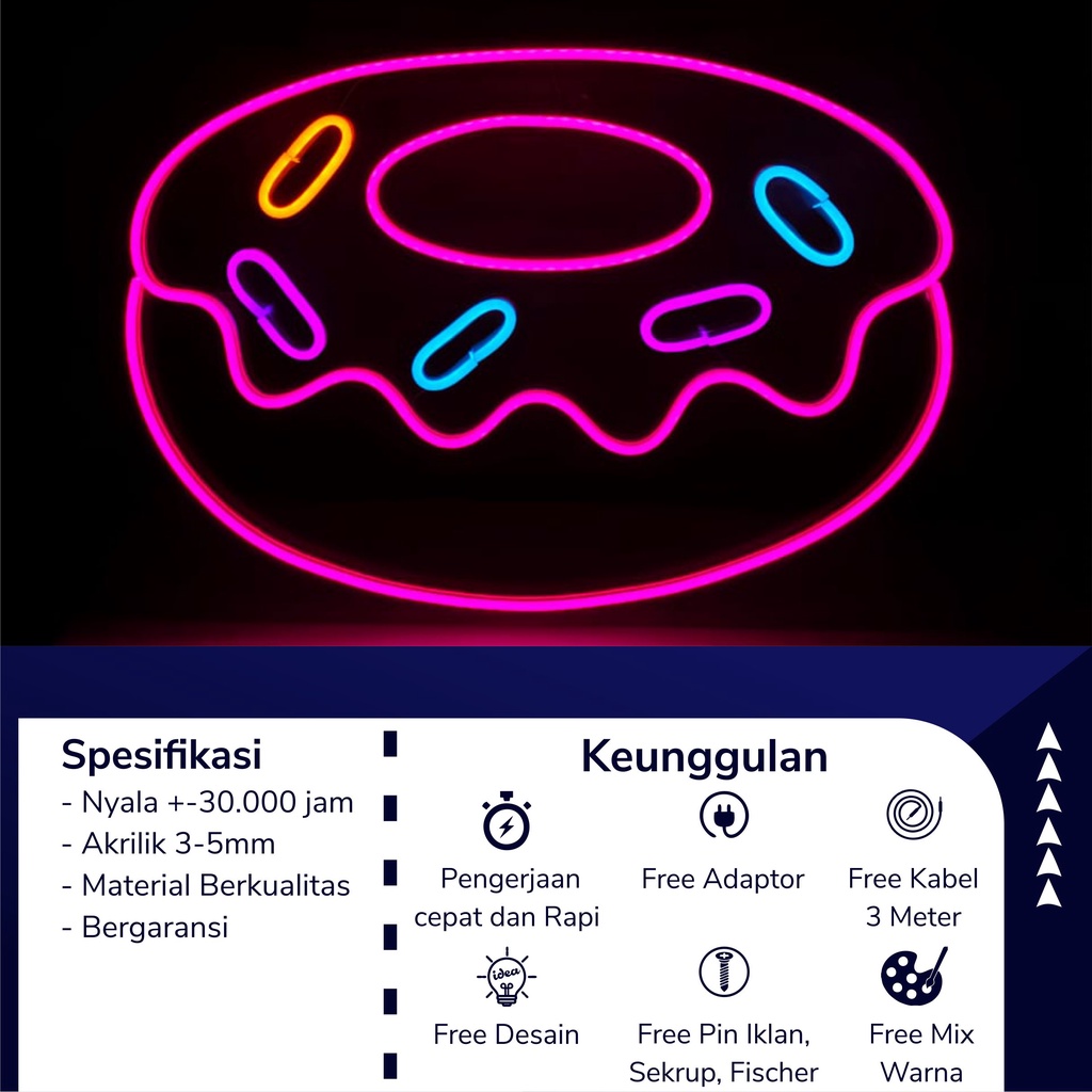 Jual Custom Neon Flex Ukuran 30cm / Custom Neon Sign Ukuran 30cm / Neon ...