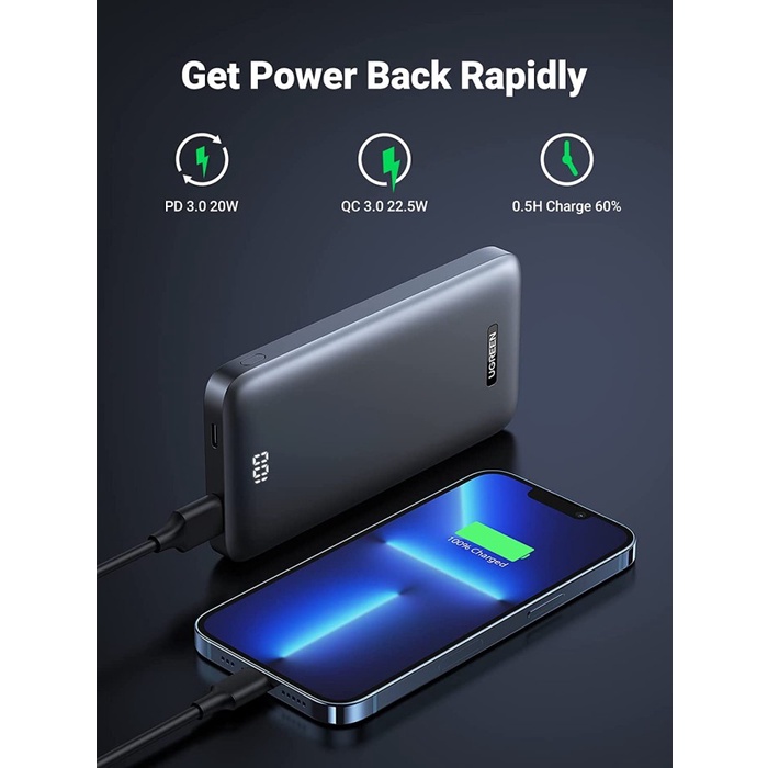 Jual Ugreen 60689 ATL 10.000mAh Powerbank Fast Charging 3A Grey ...