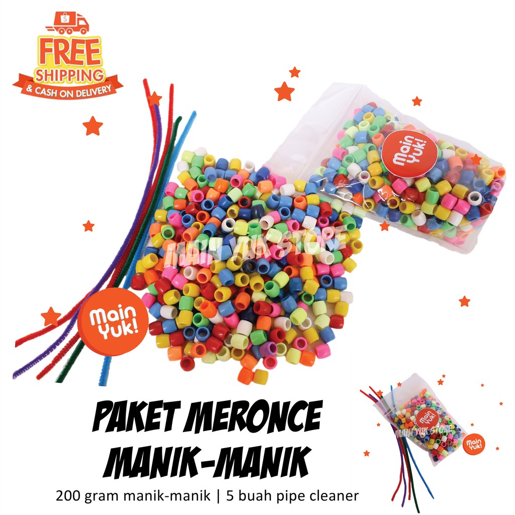 Jual Paket Meronce Manik Manik Pipe Cleaner Sensory Montessori | Shopee ...