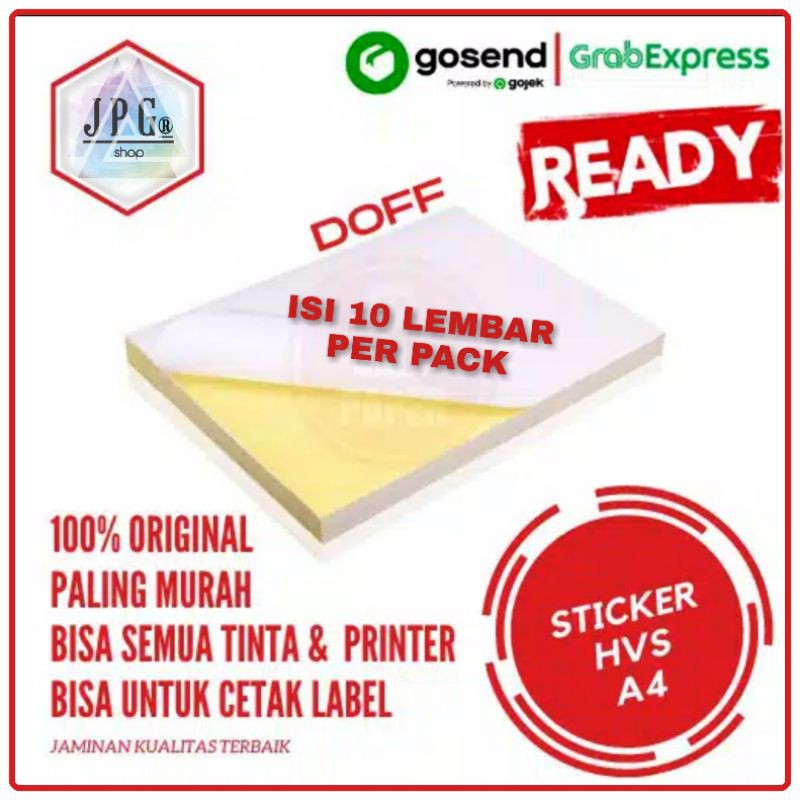 Jual Kertas Stiker HVS A4 Isi 10 Lembar Per Pack Kertas Sticker HVS ...