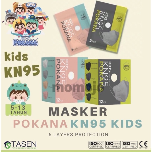 Jual MASKER POKANA KN95 EARLOOP SURGICAL FACE MASK KIDS 6 PLY | Shopee ...