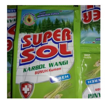 Jual SUPER SOL SUPERSOL Karbol PINE DAN SEREH Sachet isi 12pcs | Shopee ...