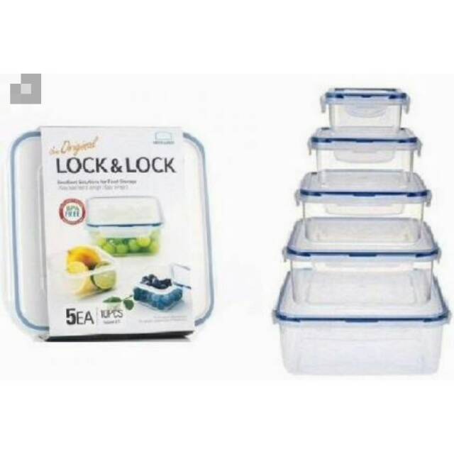 Jual LOCK&LOCK Food Preservation Lock Box 5pcs HPL980CLQ5 / Lock n Lock ...