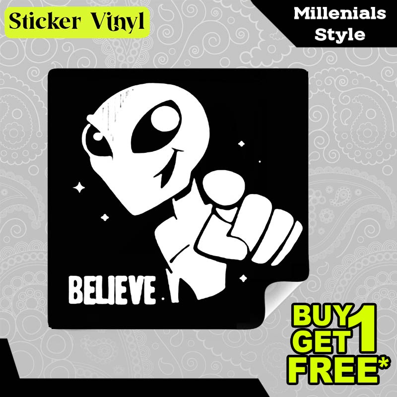 Jual Stiker Sticker Alien Believe Monster Luar Angkasa Gambar Unik ...