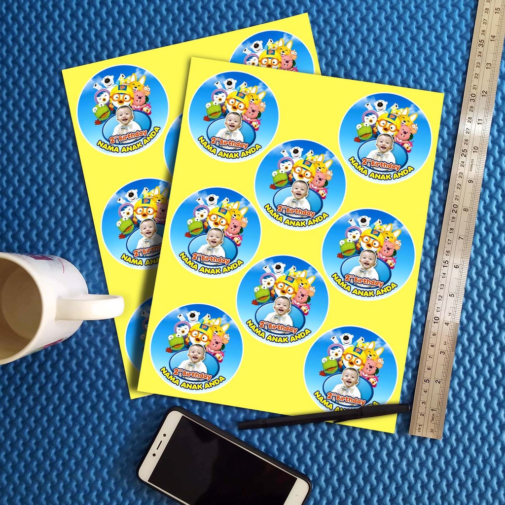 Jual STIKER ULANG TAHUN ANAK PORORO PAKAI FOTO SENDIRI STICKER LABEL ...