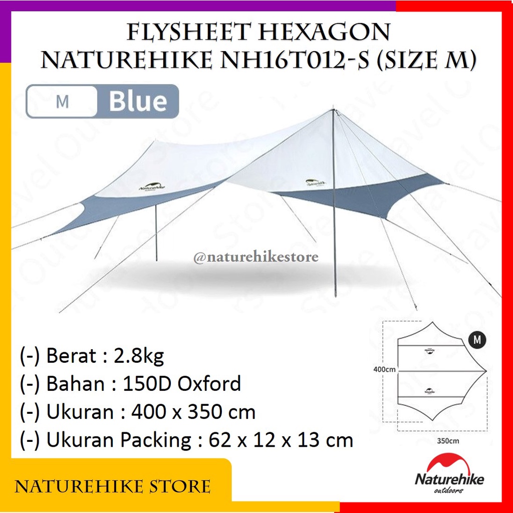 Jual Flysheet Hexagonal 400x350cm Naturehike NH16T012-S (Size M ...