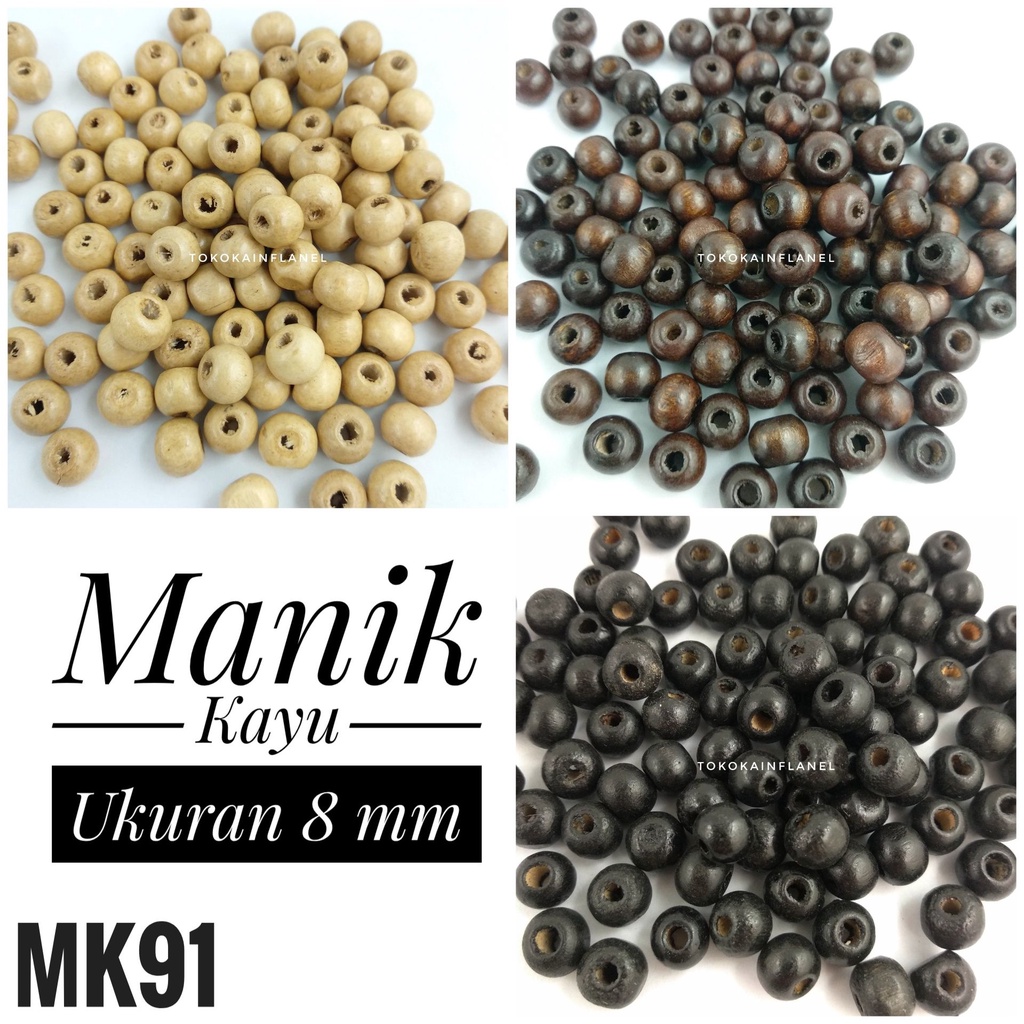 Jual Manik Kayu MK91 wooden beads Bulat uk 8mm (1 Bungkus isi 24 Butir ...