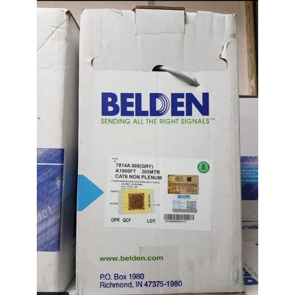 Jual Kabel LAN UTP cat 6 / cat6 Belden Made in USA 1 rol Original ...