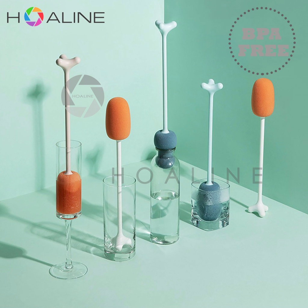 Jual Sikat Spons Gelas Pembersih Botol Kaca Gagang Panjang Warna Putih ...