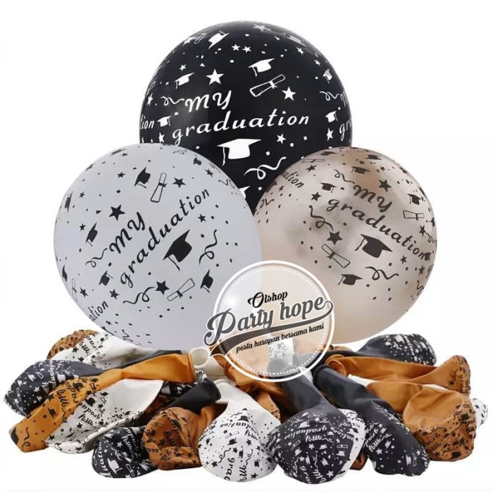 Jual BALON- BALON LATEX MOTIF GRADUATION / BALON LATEX WISUDA / BALON ...