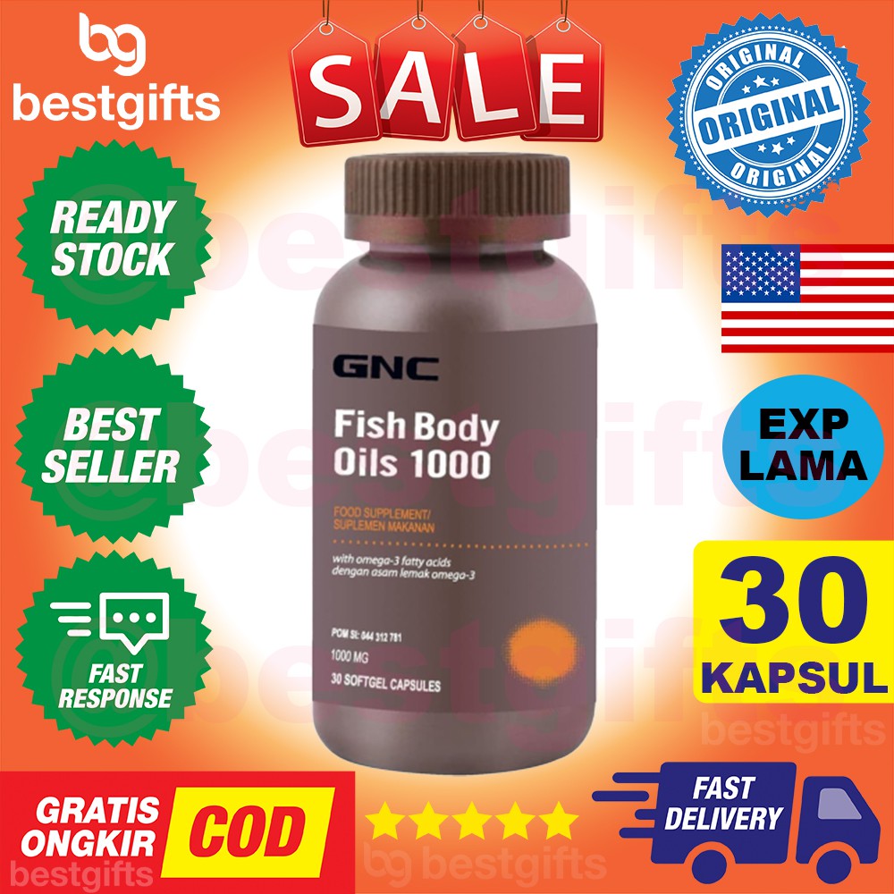 Jual GNC FISH BODY OILS 1000 MG MINYAK IKAN COD MACKEREL SALMON TUNA ...