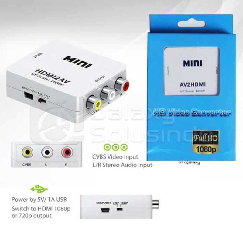 Jual HDMI to AV RCA Converter Adapter MINI HDMI2AV ADAPTER MINI BOX ...