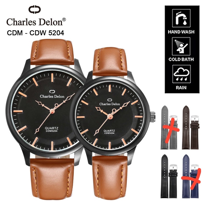 Jual jam tangan couple charles delon original anti air murah | Shopee ...