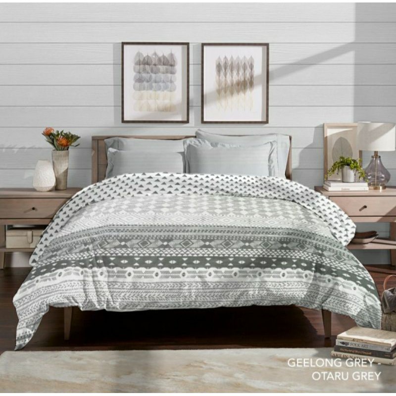 Jual King Rabbit Bed Cover Double Motif Bambu Geelong Grey | Shopee ...