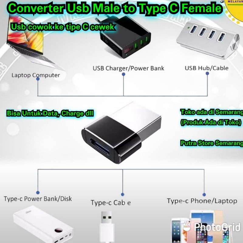 Jual Converter Usb male to type C female Konverter Usb ke tipe C ...