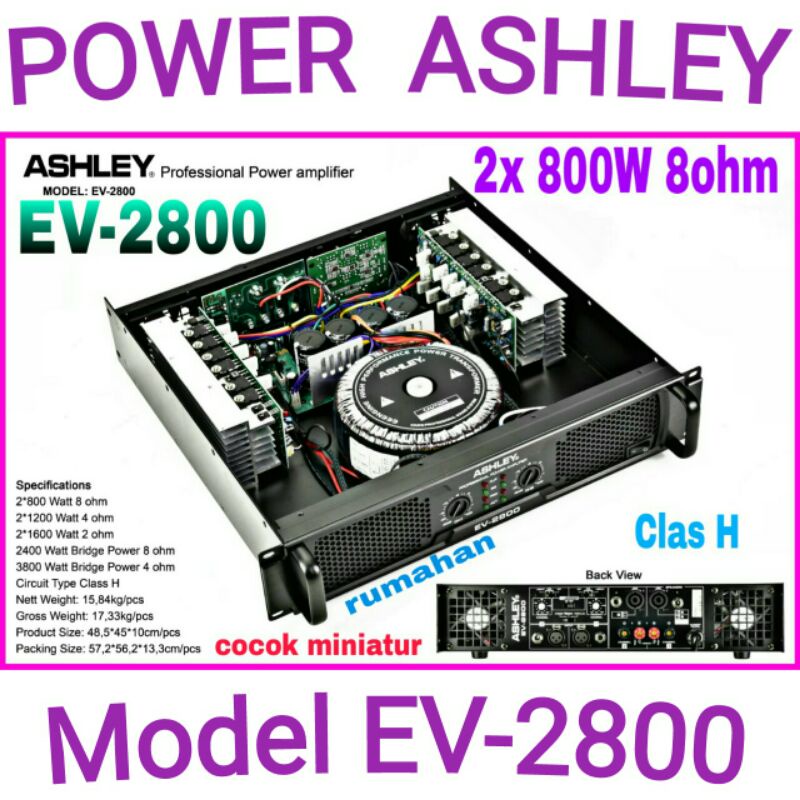 Jual Power ASHLEY EV2800 orginal ashley EV 2800 murah 2x 800W 8ohm power mid | Shopee Indonesia