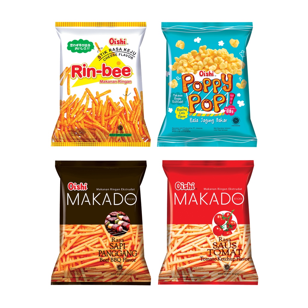 Jual Oishi Rin-Bee / Makado / Poppy Pop 60gr (4 Varian) | Shopee Indonesia