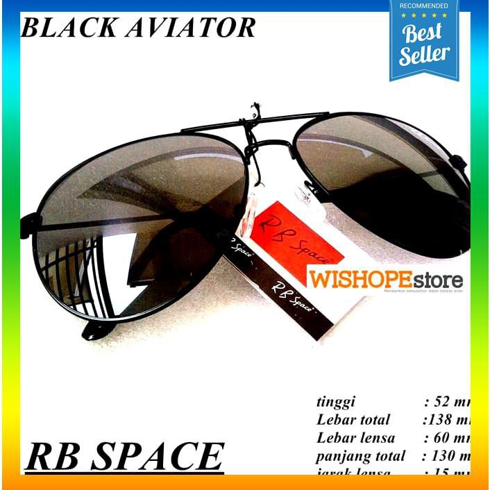 Jual KACAMATA RB SPACE AVIATOR SUPER BLACK (FULL SET ) | Shopee Indonesia