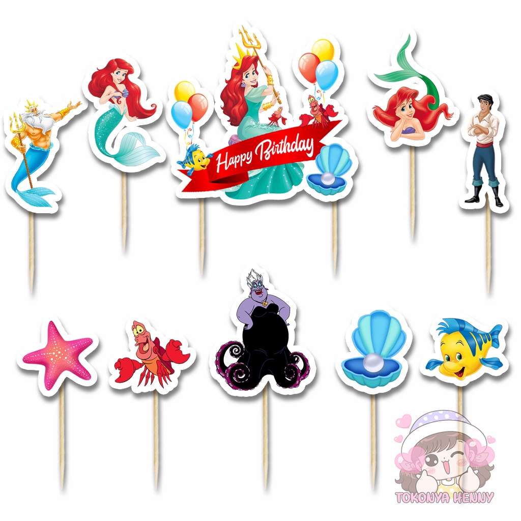 Jual Topper Cake Hiasan Kue Ulang Tahun motif ARIEL MERMAID PRINCESS (B ...