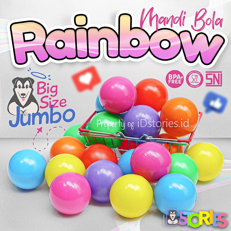 Jual PAKET 50 BOLA RAINBOW MIX Mainan Anak Mandi Bola Plastik SNI FREE ...