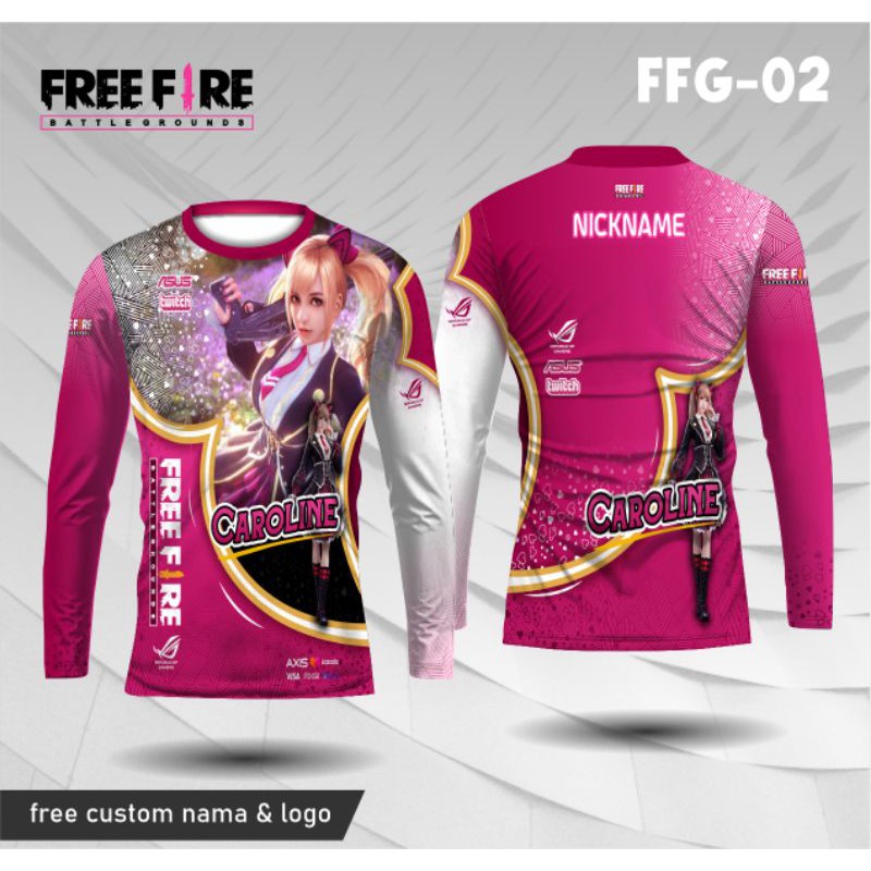 Jual baju free fire caroline panjang jersey kaos, jersey free fire ...