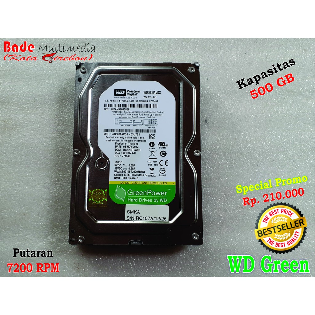 Jual Hardisk HDD Internal Komputer PC 3.5 Inch 500GB WD Green Baru ...