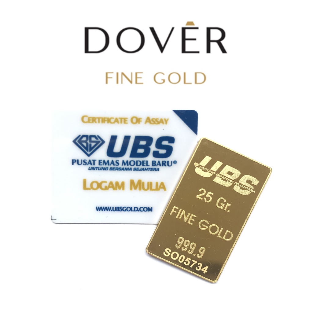 Jual Logam Mulia Emas Batangan LM UBS 25 gram Press & Kantong Fine Gold ...
