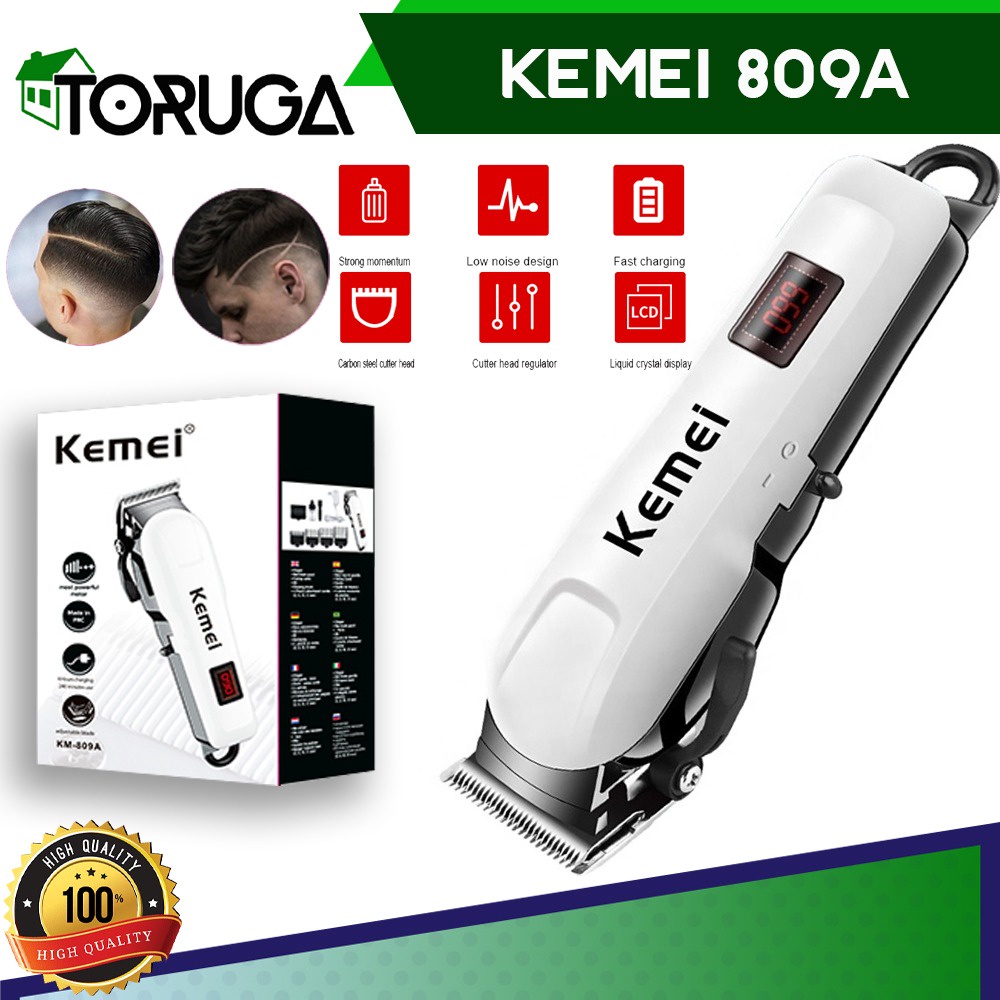 Jual Alat Mesin Cukur Rambut Hair Clipper Rechargeable LCD Kemei KM-809A | Shopee Indonesia