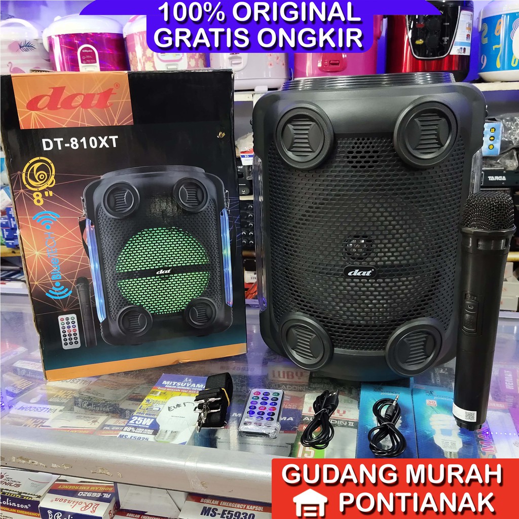 Jual DAT DT 810 XT Bonus 1 mic wireless Speaker Bluethoot Karaoke Portable Seperti GMC Ampli ...