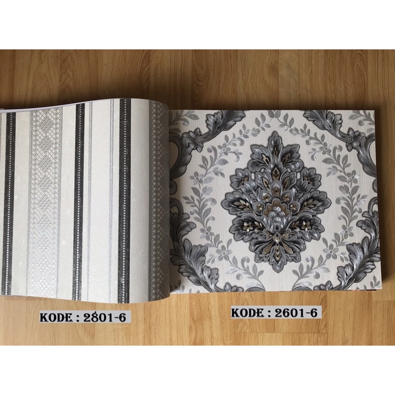 Jual Wallpaper dinding vinyl motif kembang & salur tebal timbul ...