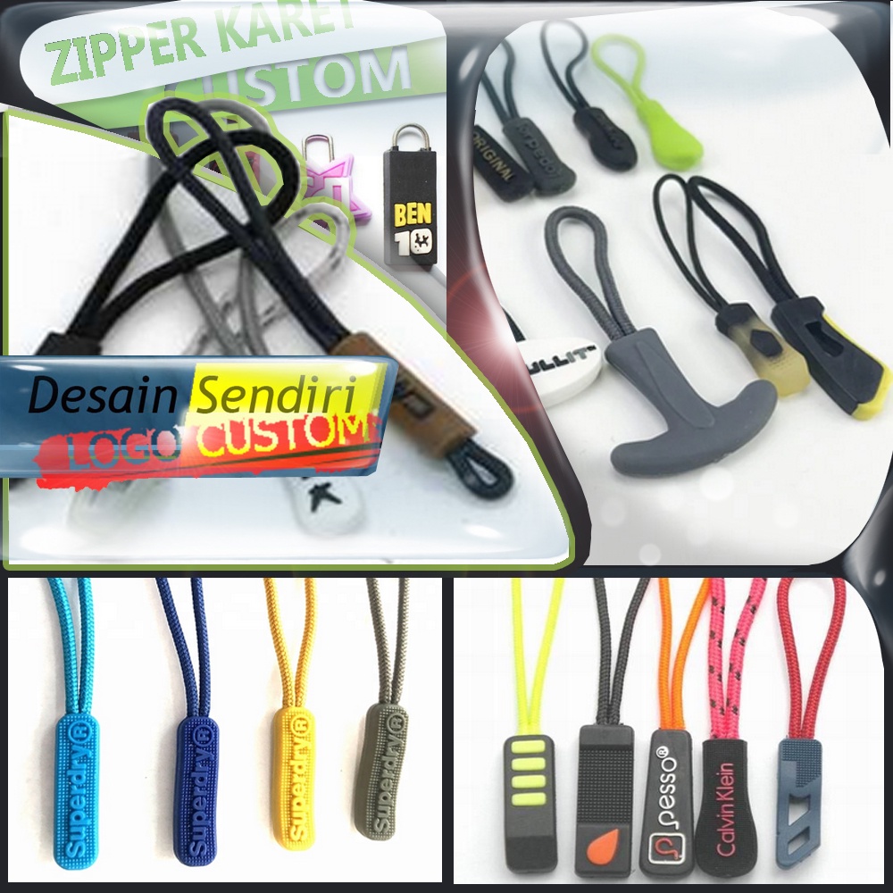 Jual TALI ZIPPER PULLER BAHAN KARET RUBBER TALI KEPALA RESLETING CUSTOM ...