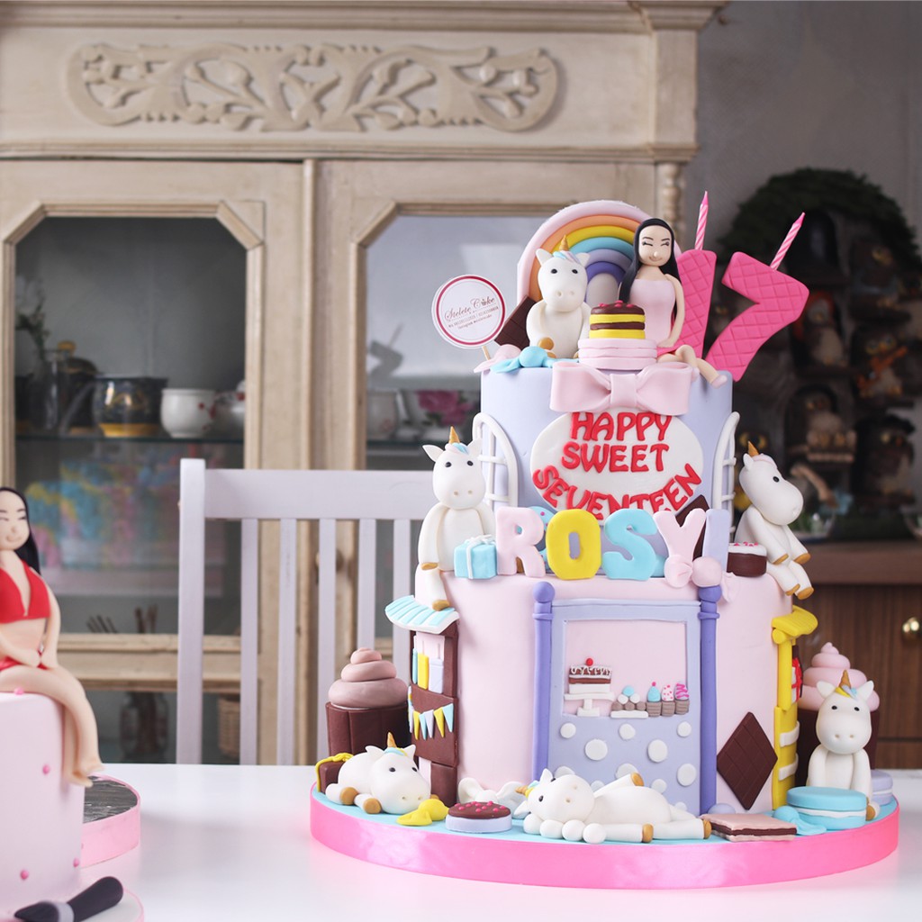 Jual Birthday Cake model Unicorn / 2 susun / MOHON BACA KETERANGAN ...