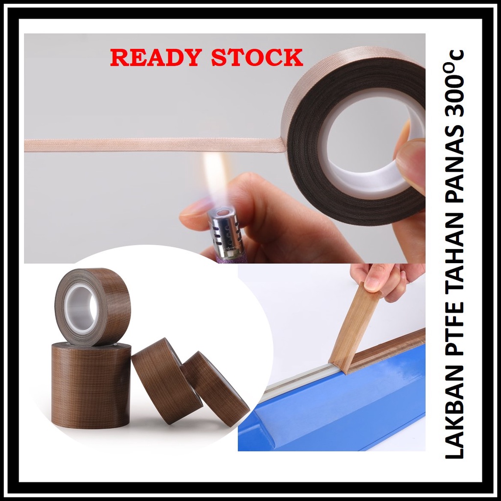 Jual TAHAN PANAS 300 DERAJAT Tape Lakban PTFE Heat High Temperature 10m ...
