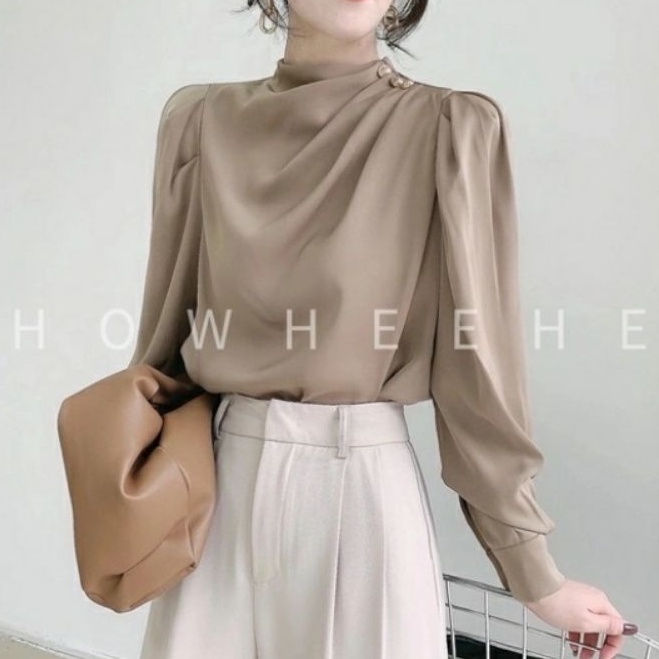 Jual 2163 Baju Atasan kemeja blouse blus blous blose lengan panjang ...