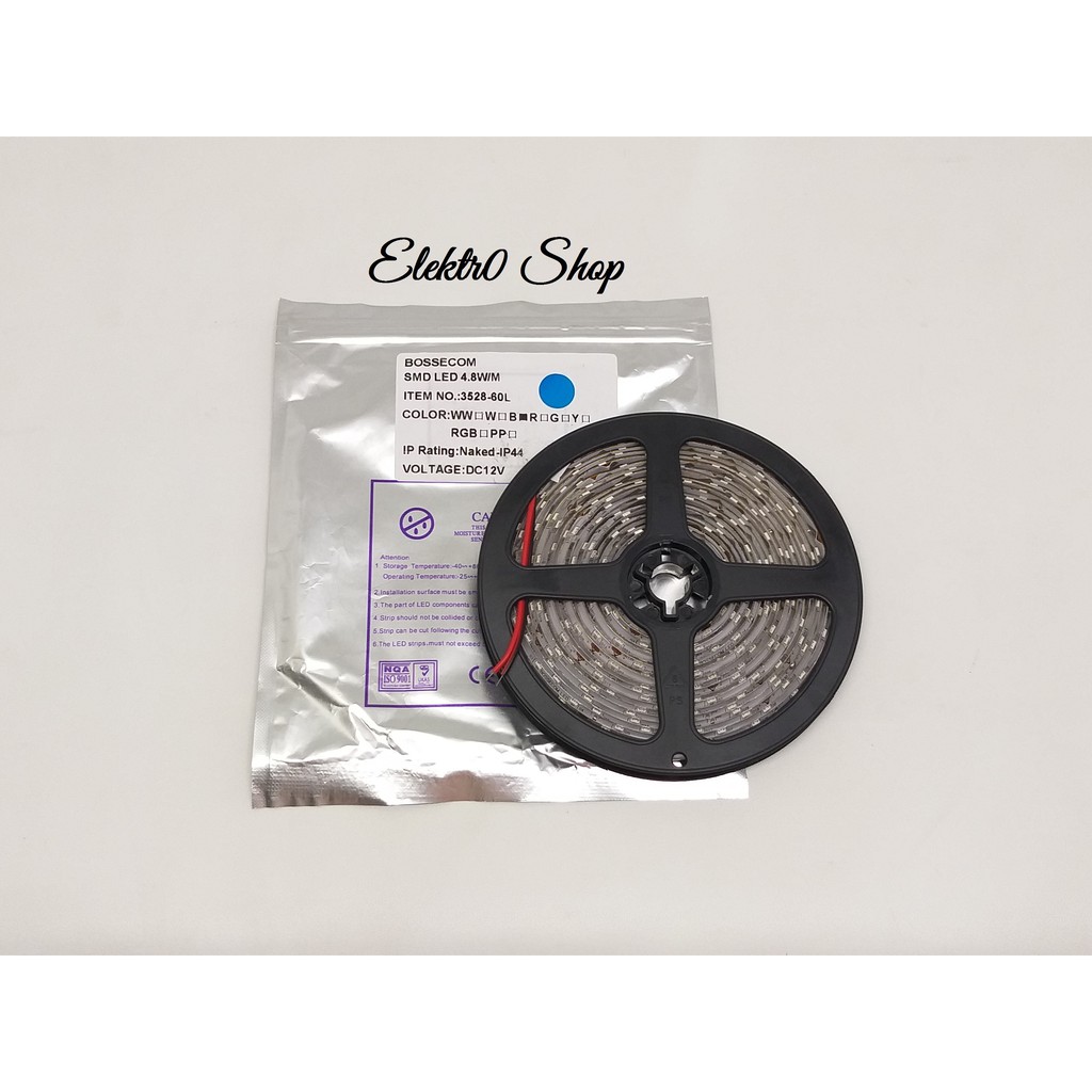 Jual LED Strip IP44 3528 12V DC Blue Bossecom | Shopee Indonesia